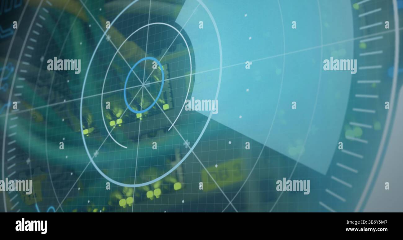 Image of scope scanning and data processing over cables in computer server in background Stock ...