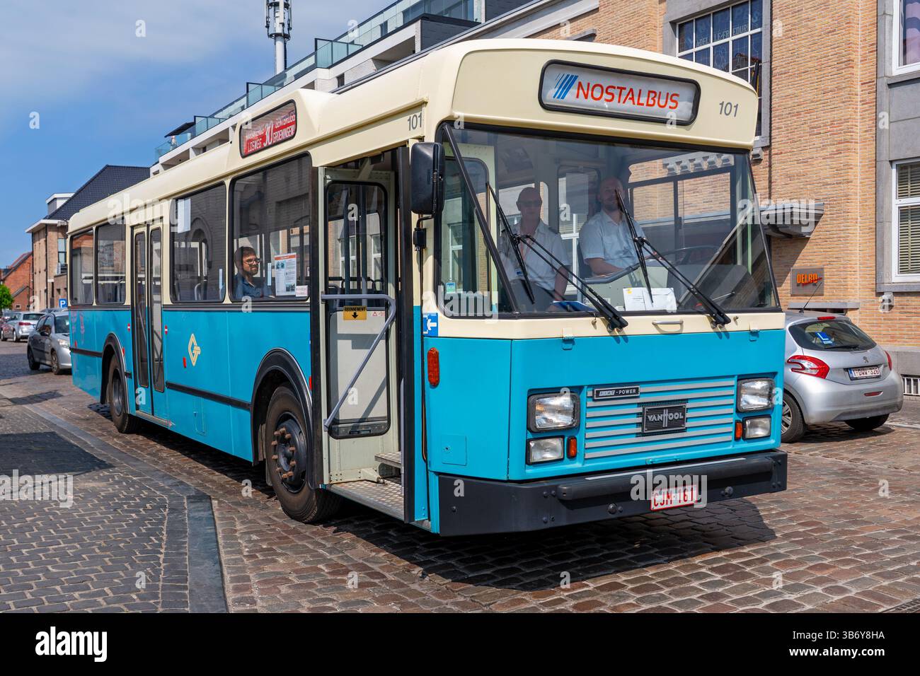 Blue 1980 Van Hool A120 bus / autobus from MIVG driving during the 2025 ...