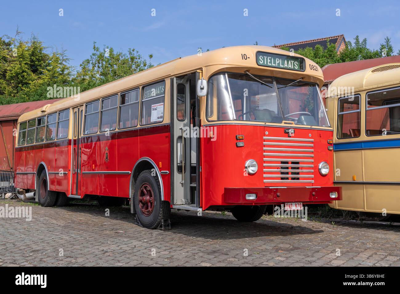 Red 1964 Van Hool 420 bus / autobus from NMVB driving during the 2025 ...