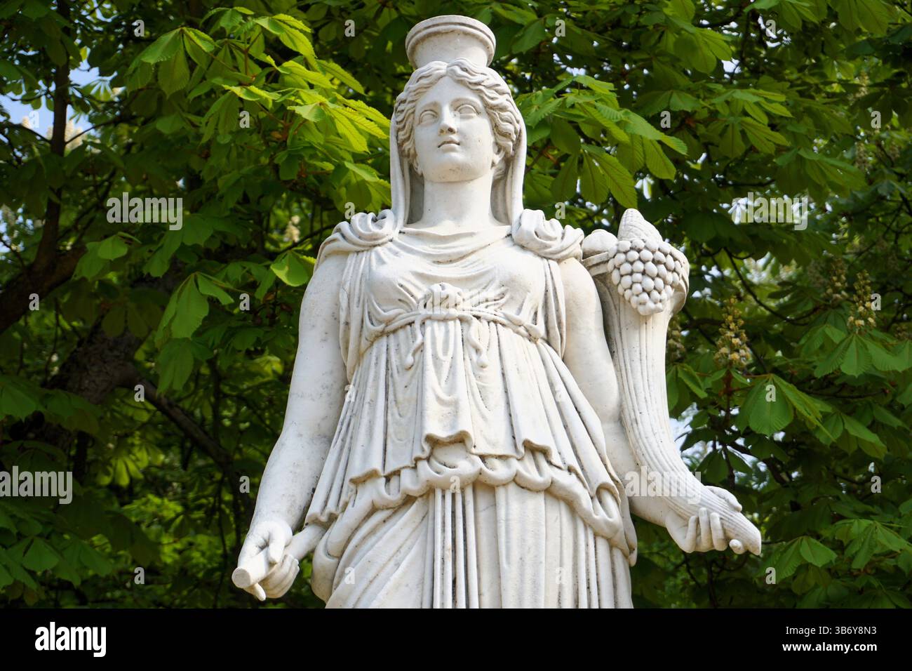 A white marble statue of Fortuna, ancient Roman Goddess of fortune and ...