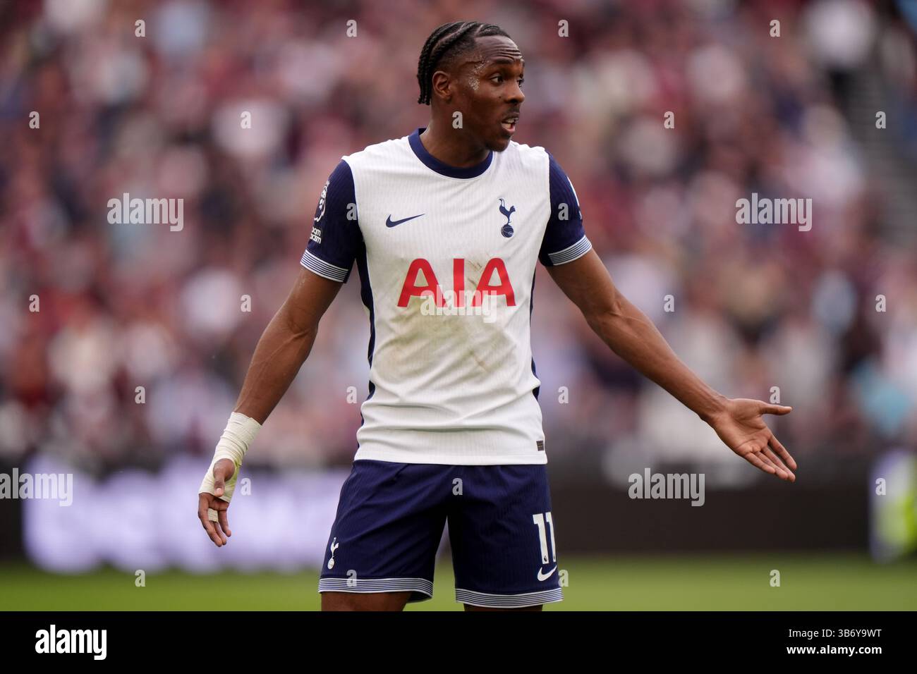 Tottenham Hotspur's Mathys Tel during the Premier League match at the ...