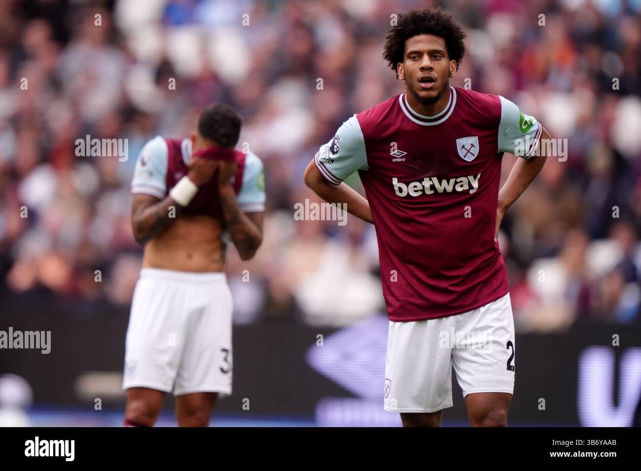 West Ham United's Jean-Clair Todibo dejected during the Premier League ...