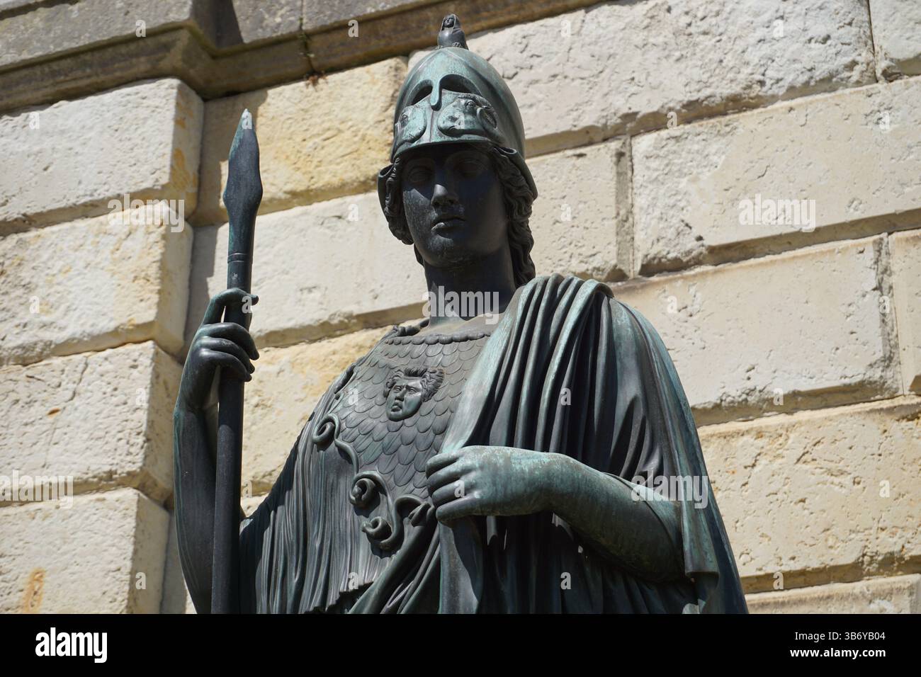 Close up portrait of an Athena statue, depicting the Greek goddess with ...