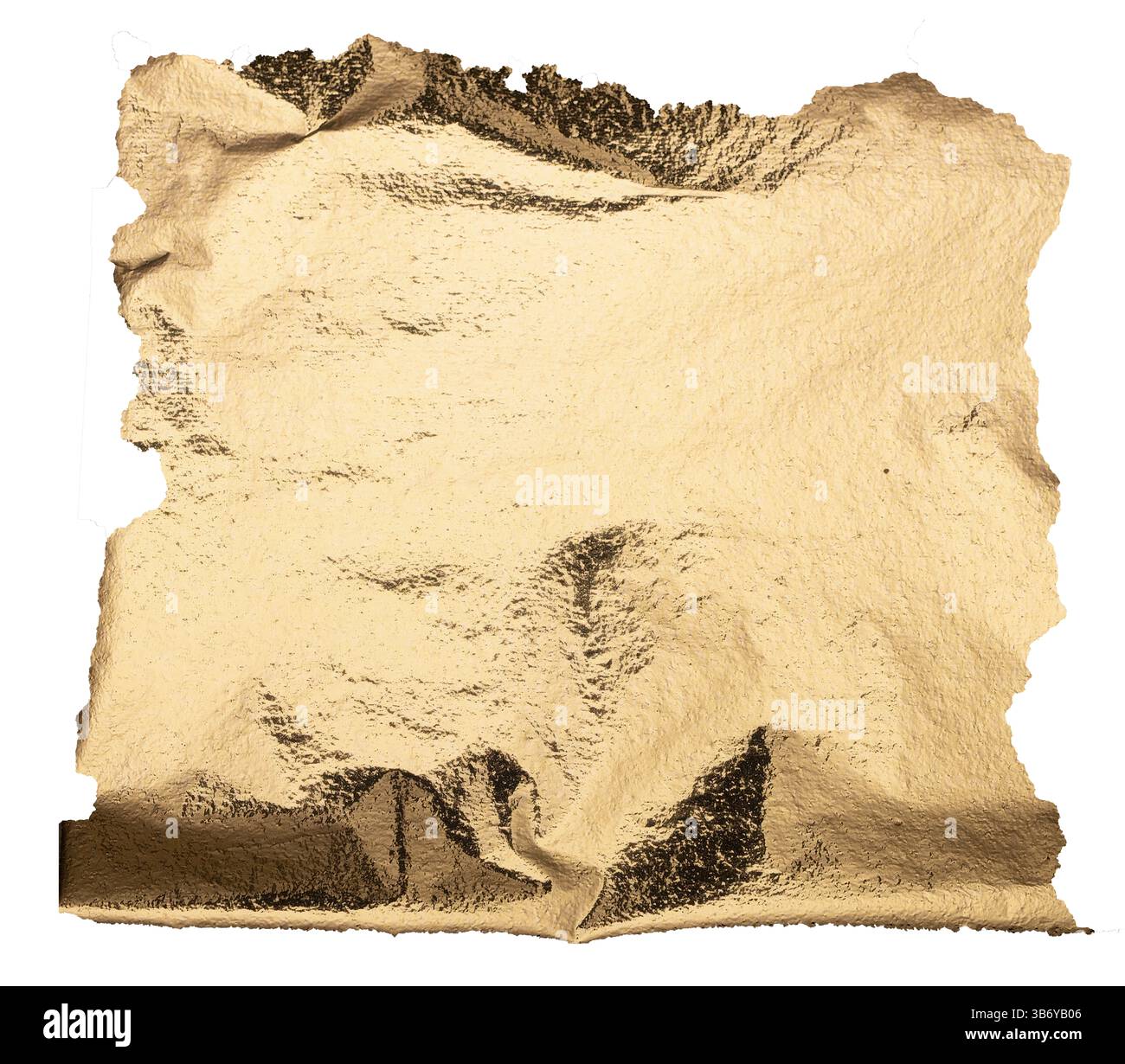 Wrinkled torn sheet of metallic gold foil paper with a shiny texture ...