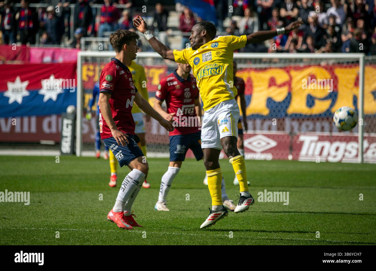 Gothenburg, Sweden. 4th May 2025. Moment in first half of match between Örgryte IS and ...