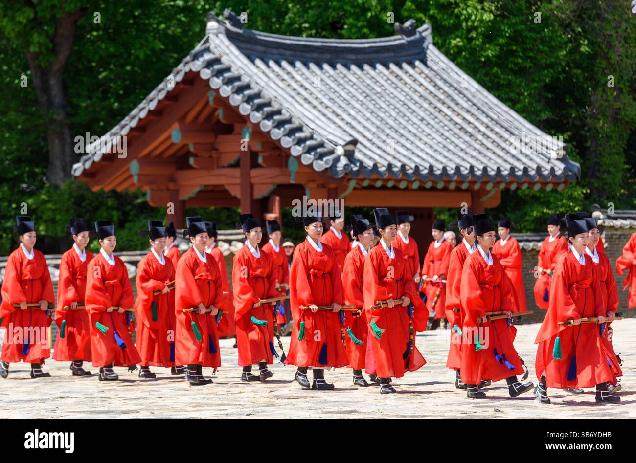 Traditional Dancers are seen participating during the Jongmyo Daeje ...