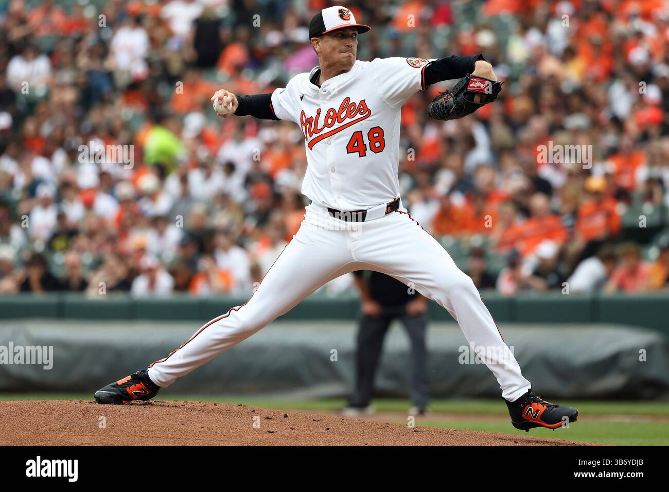 Baltimore Orioles pitcher Kyle Gibson throws the ball during the first ...