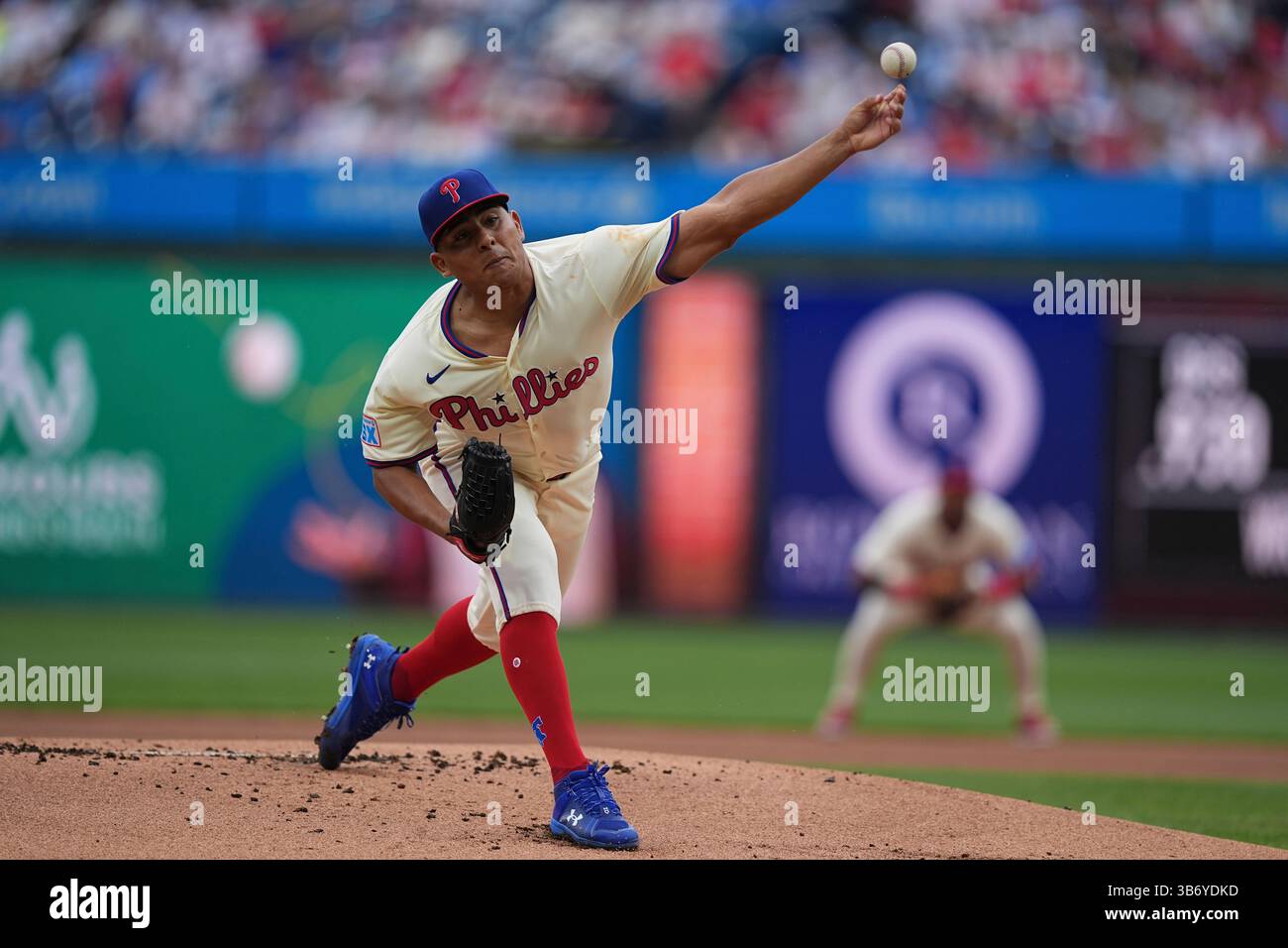 Philadelphia Phillies' Ranger Suarez pitches during the first inning of ...