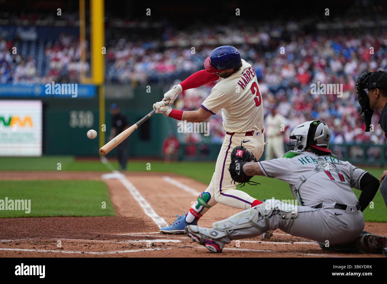 Philadelphia Phillies' Bryce Harper hits a home run off Arizona ...