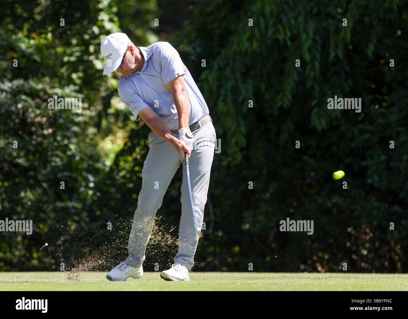 THE WOODLANDS, TX - MAY 04: Heath Slocum hits his tee shot on 3 during ...