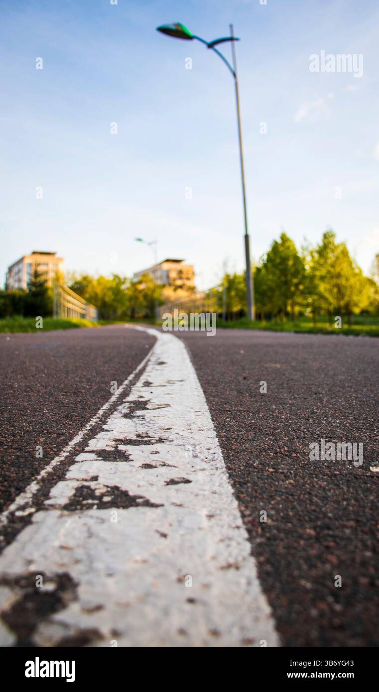 Asphalt surface with painted dividing lane Stock Photo - Alamy