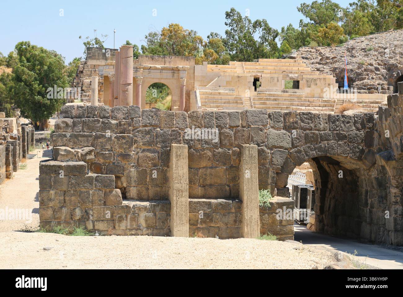 Ruins of the Roman theater and arched structures at Beit She’an ...