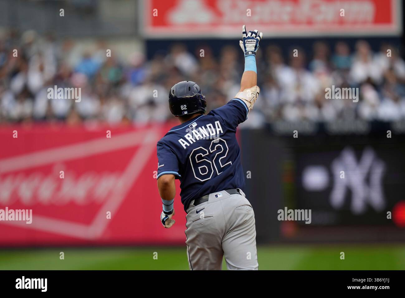 Tampa Bay Rays' Jonathan Aranda reacts after hitting a solo home run ...