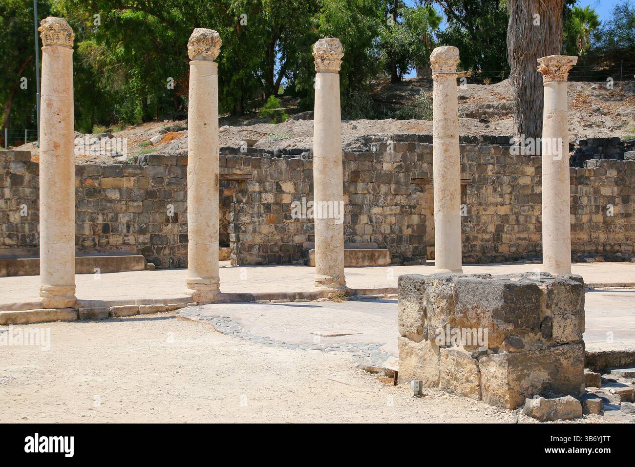Ancient Roman colonnaded street at Beit She’an archaeological site ...