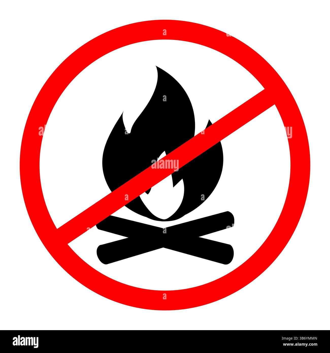 No campfires prohibited sign, no fire forbidden modern round sticker ...