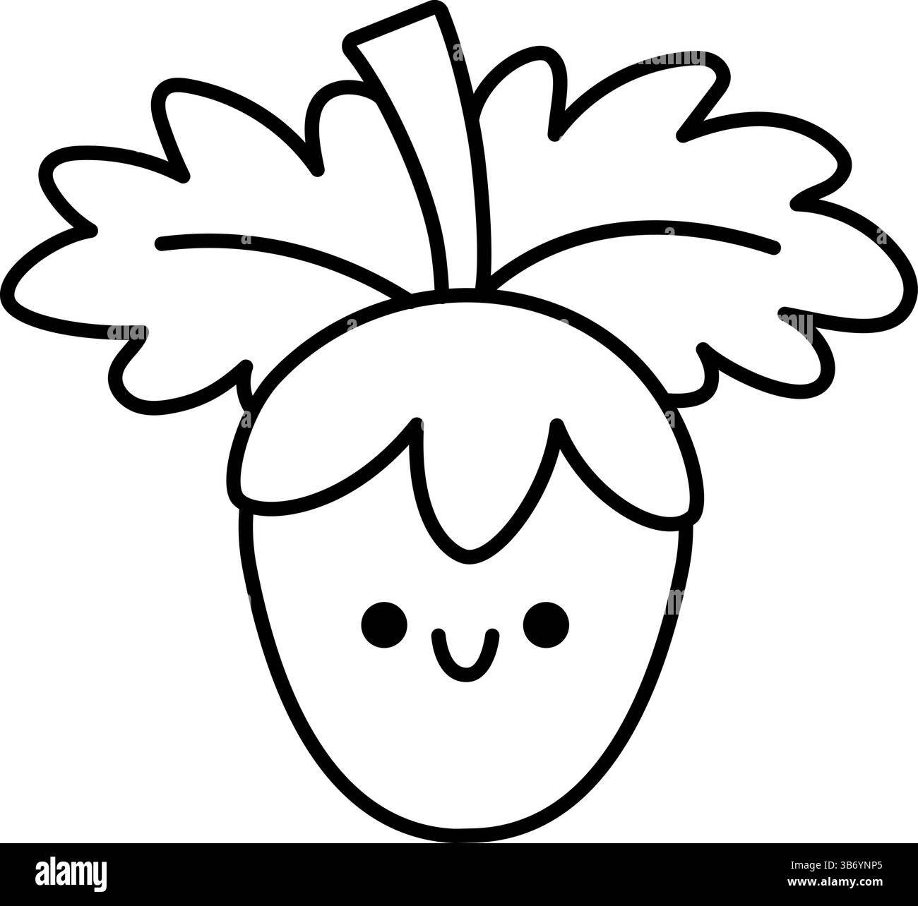 Vector black and white smiling strawberry icon. Magic creature line ...