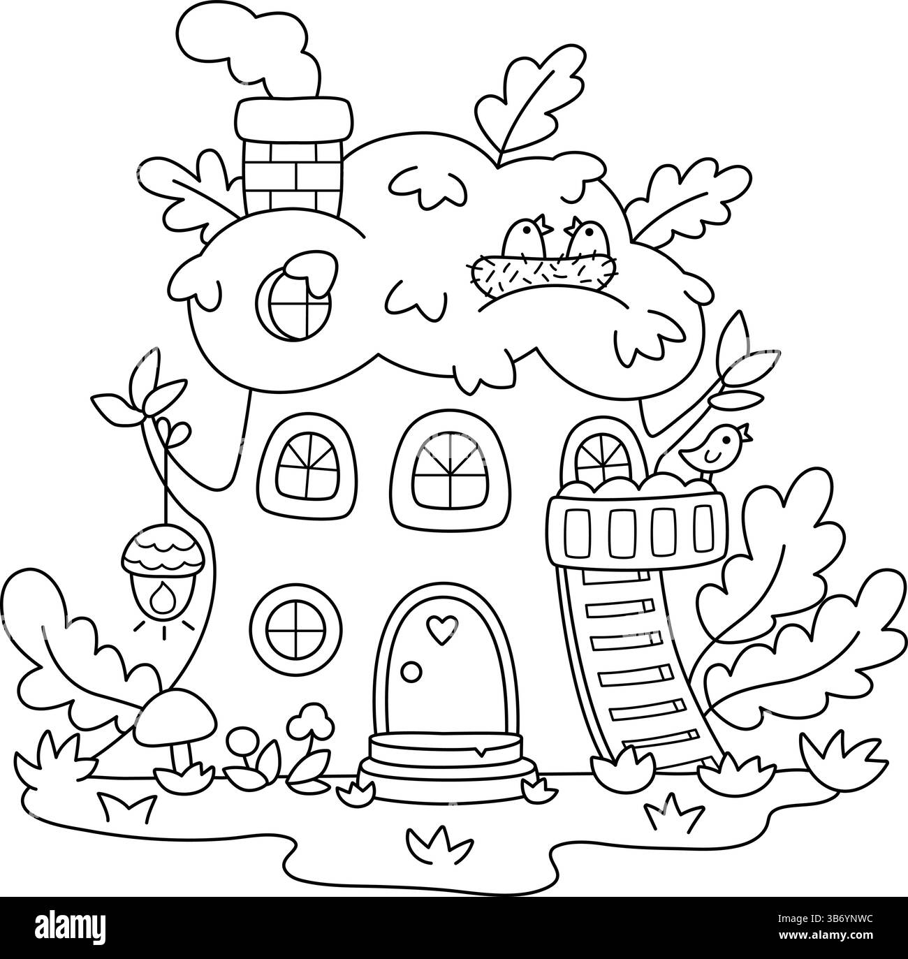 Treehouse Clipart Black And White