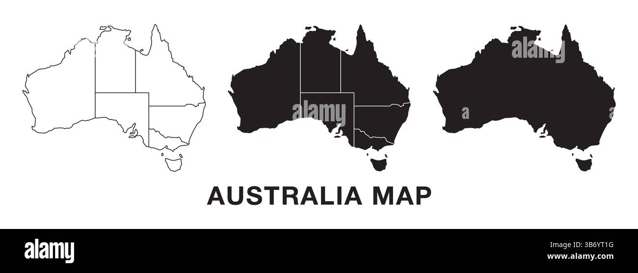 Australia map set with administrative divisions, outline, and ...