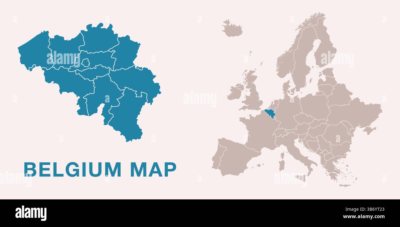 Map of Belgium with administrative divisions and highlighted position ...