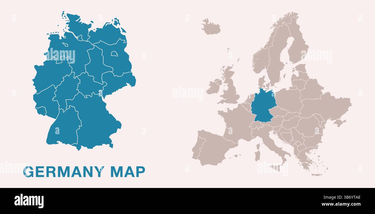 Map of Germany with administrative divisions and highlighted position ...