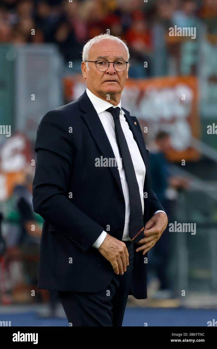 Rome, Italy. 4th May, 2025. Claudio Ranieri, head coach of Roma ...