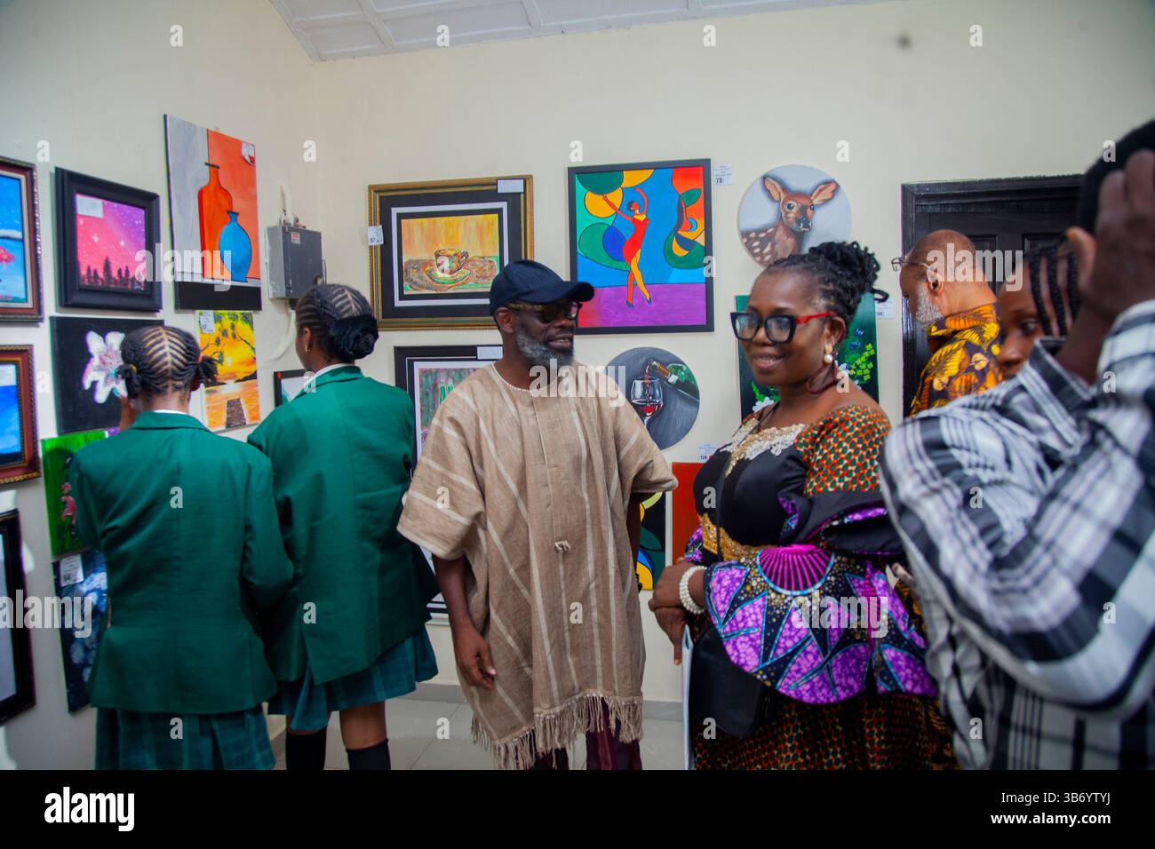 Mr. Dele Awosika, Chairman of Adeline Art Gallery, speaks during the ...