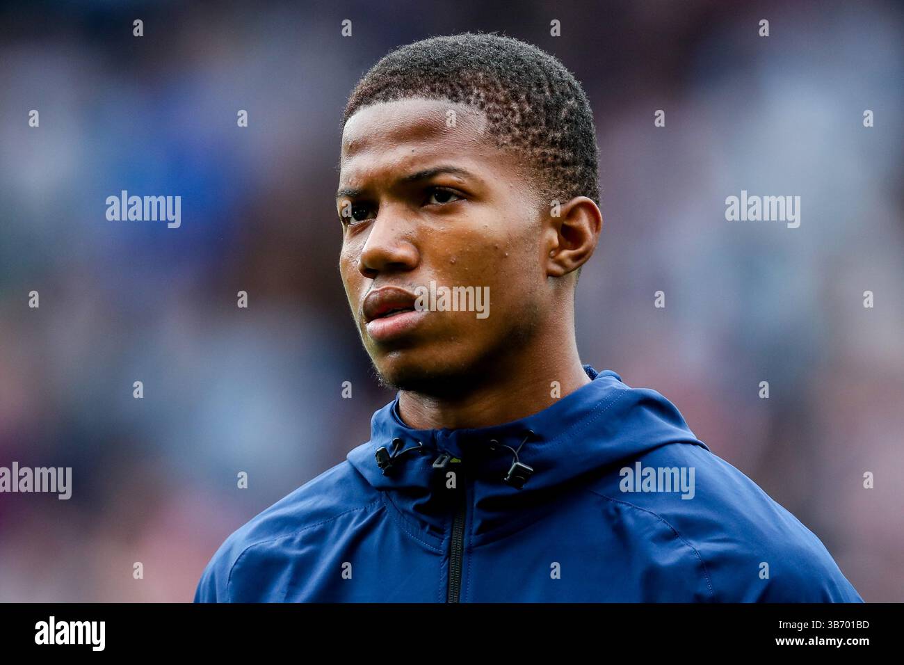 Chido Obi-Martin of Manchester United lines up prior to the Premier ...