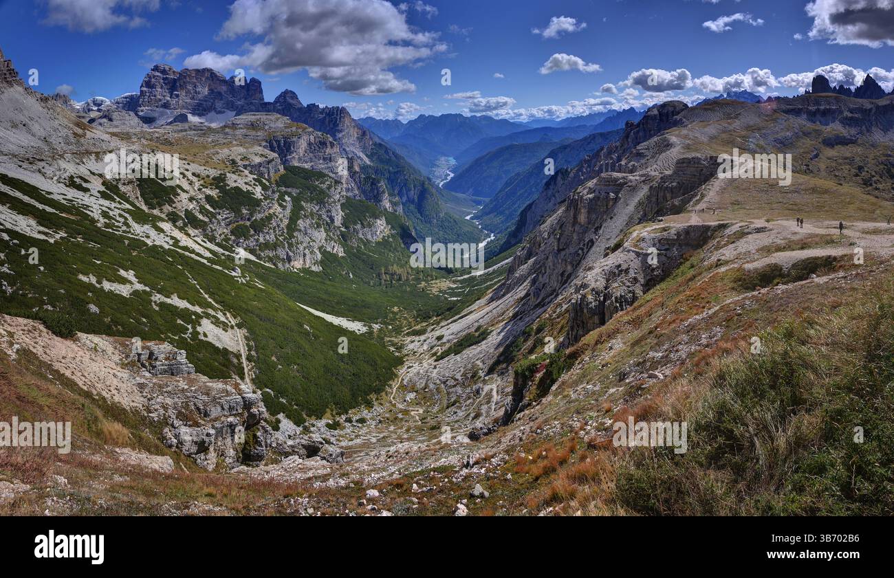 Breathtaking panoramic view of a rugged mountain valley in the ...