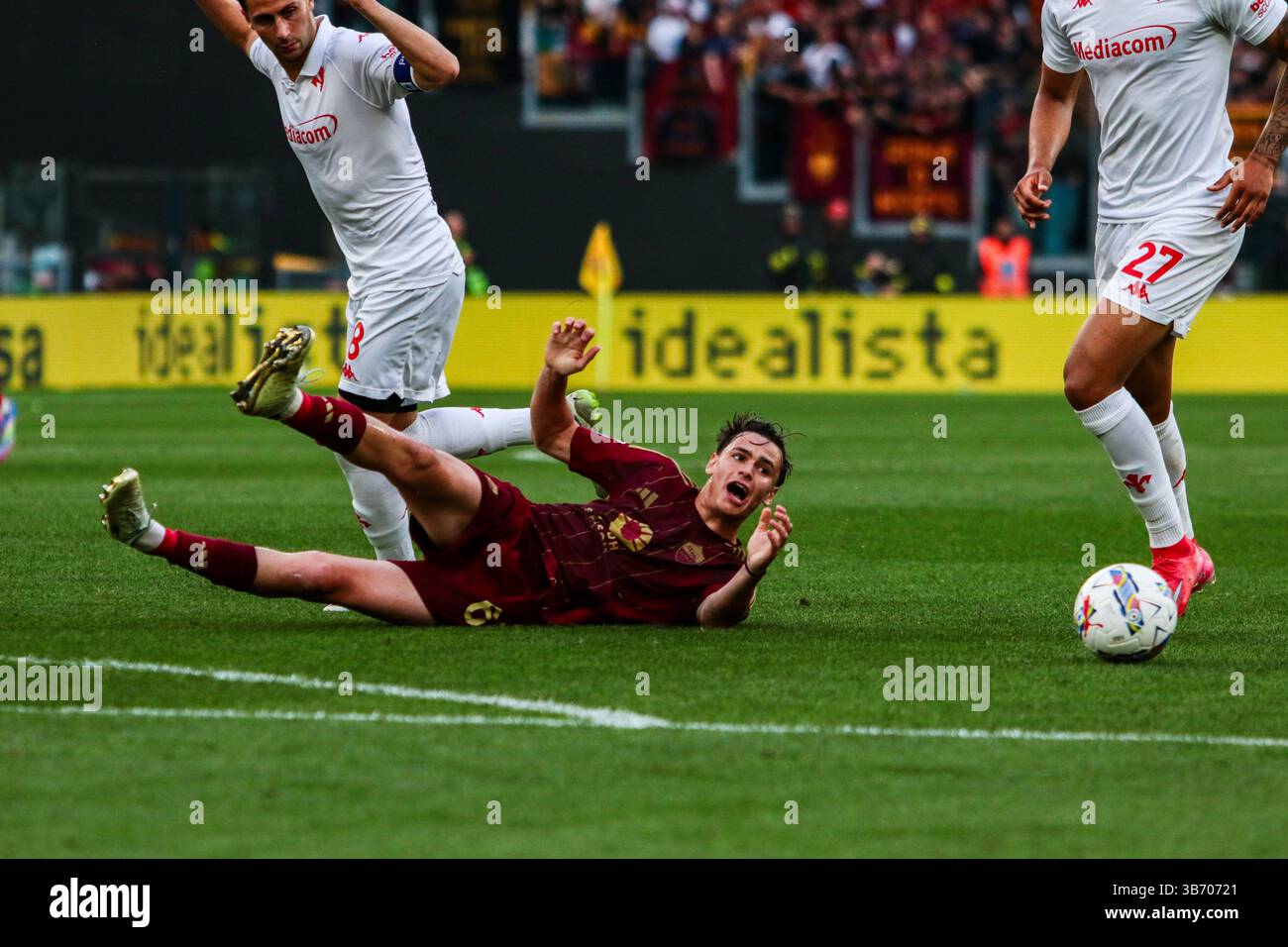 Rome, Italy. 04th May, 2025. Niccolo Pisilli of AS Roma during AS Roma ...