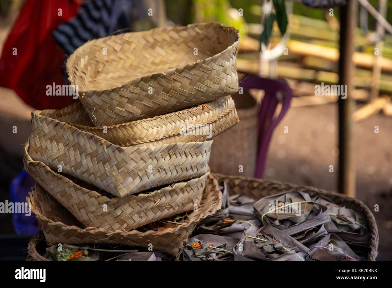 Hand Woven Indonesian Baskets to carry food for a ceremony Stock Photo ...