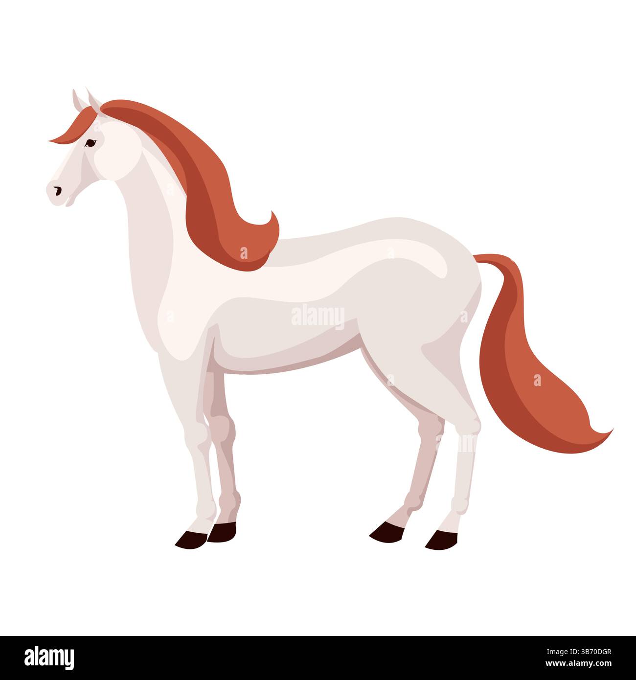 White horse with flowing mane standing proudly Stock Vector Image & Art ...
