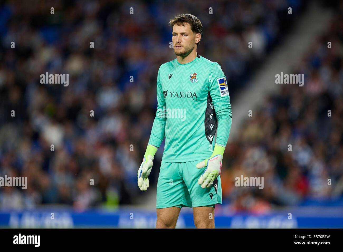 Alex Remiro of Real Sociedad looks on during the LaLiga EA Sports match ...