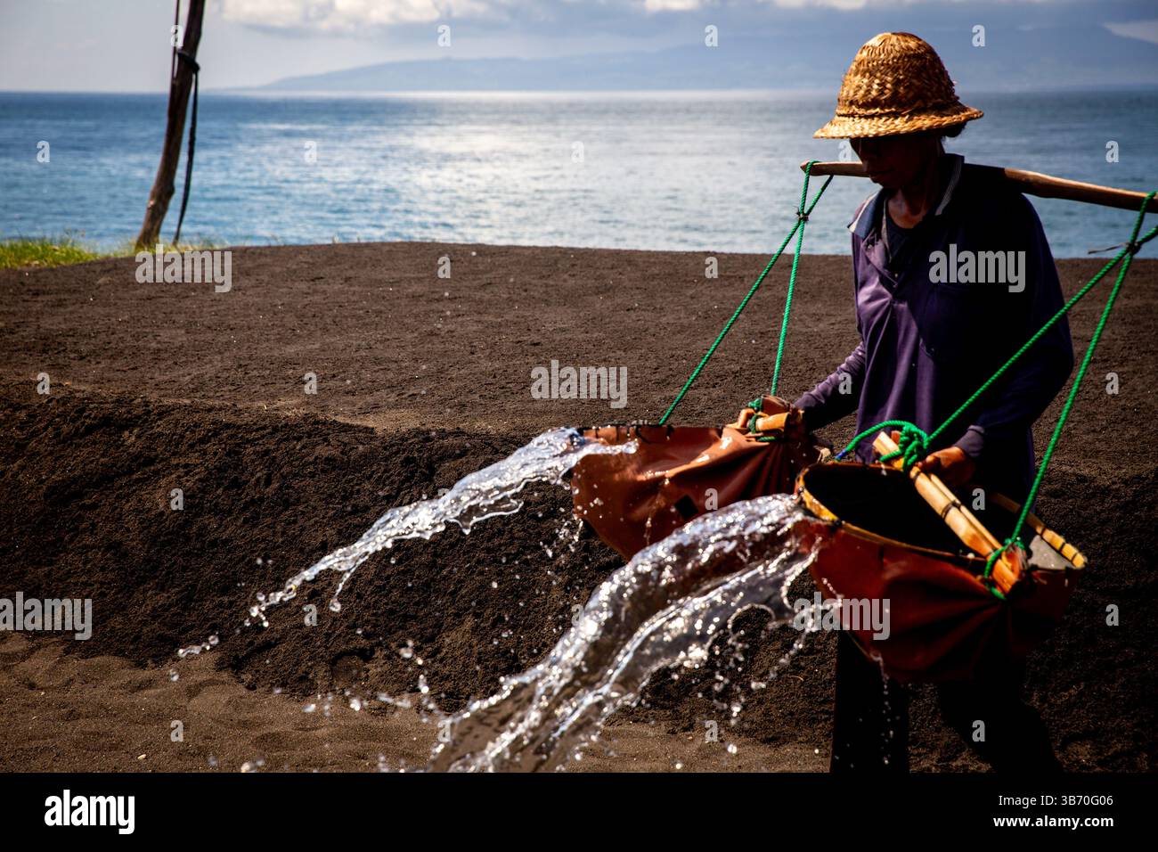 Indonesian Black Volcano Salt Making in the Kusamba Village Stock Photo ...