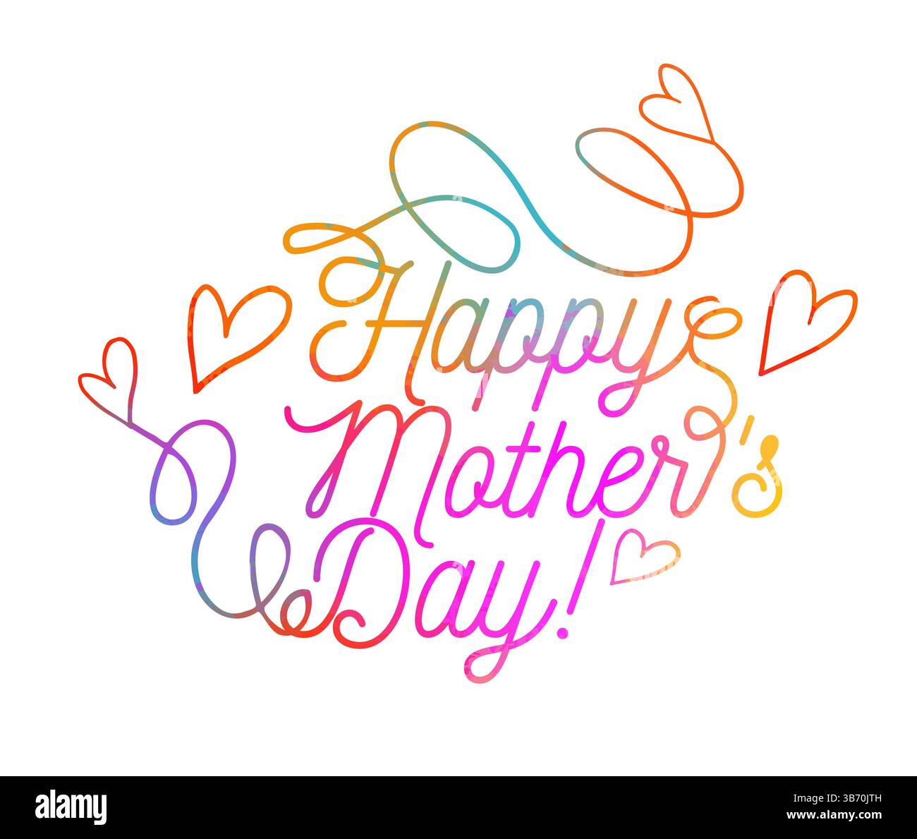 Beautiful colorful handwritten text Happy Mother's Day. hand drawn. Not ...