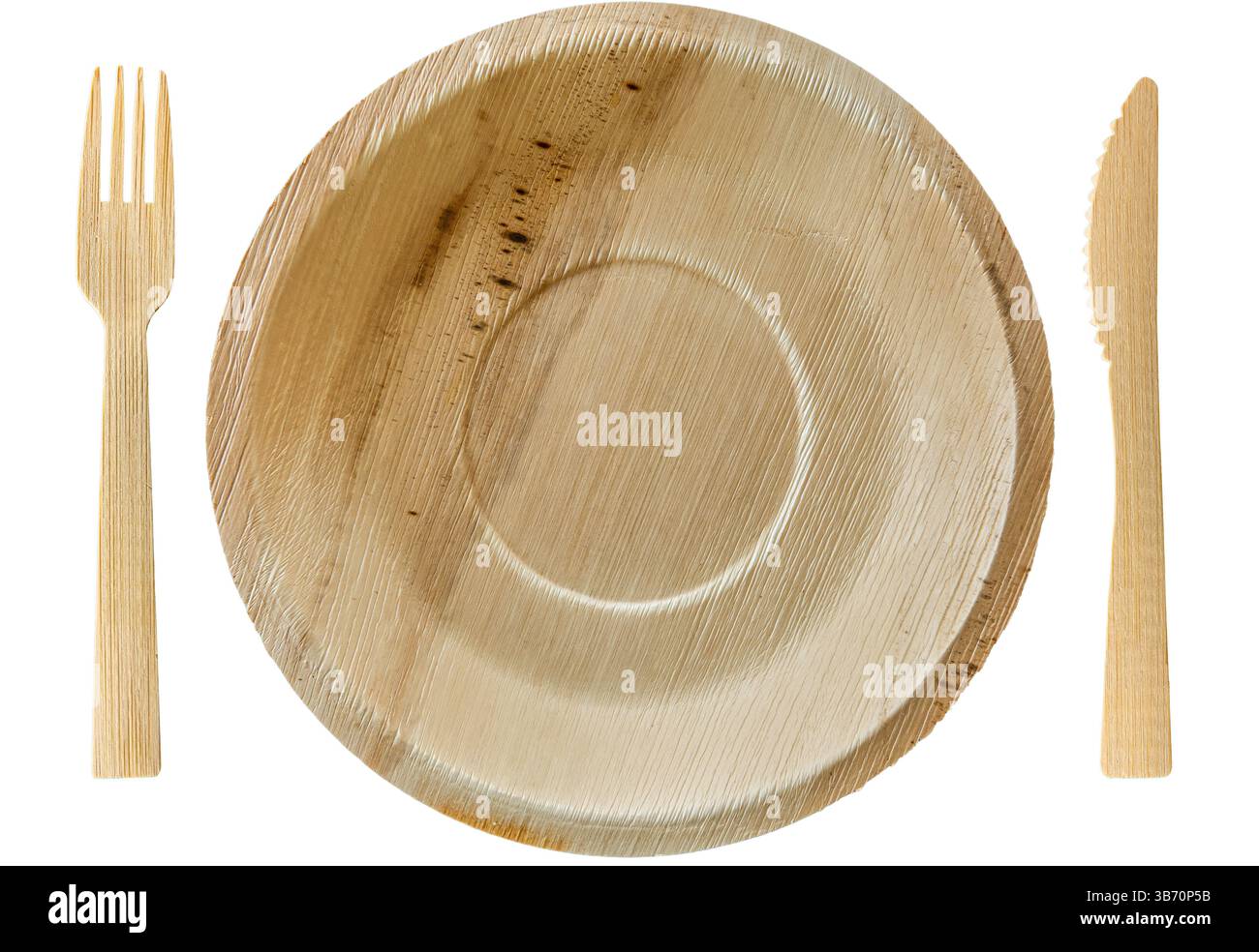 Palm leaf disposable plates with matching birch wood cutlery knife and ...