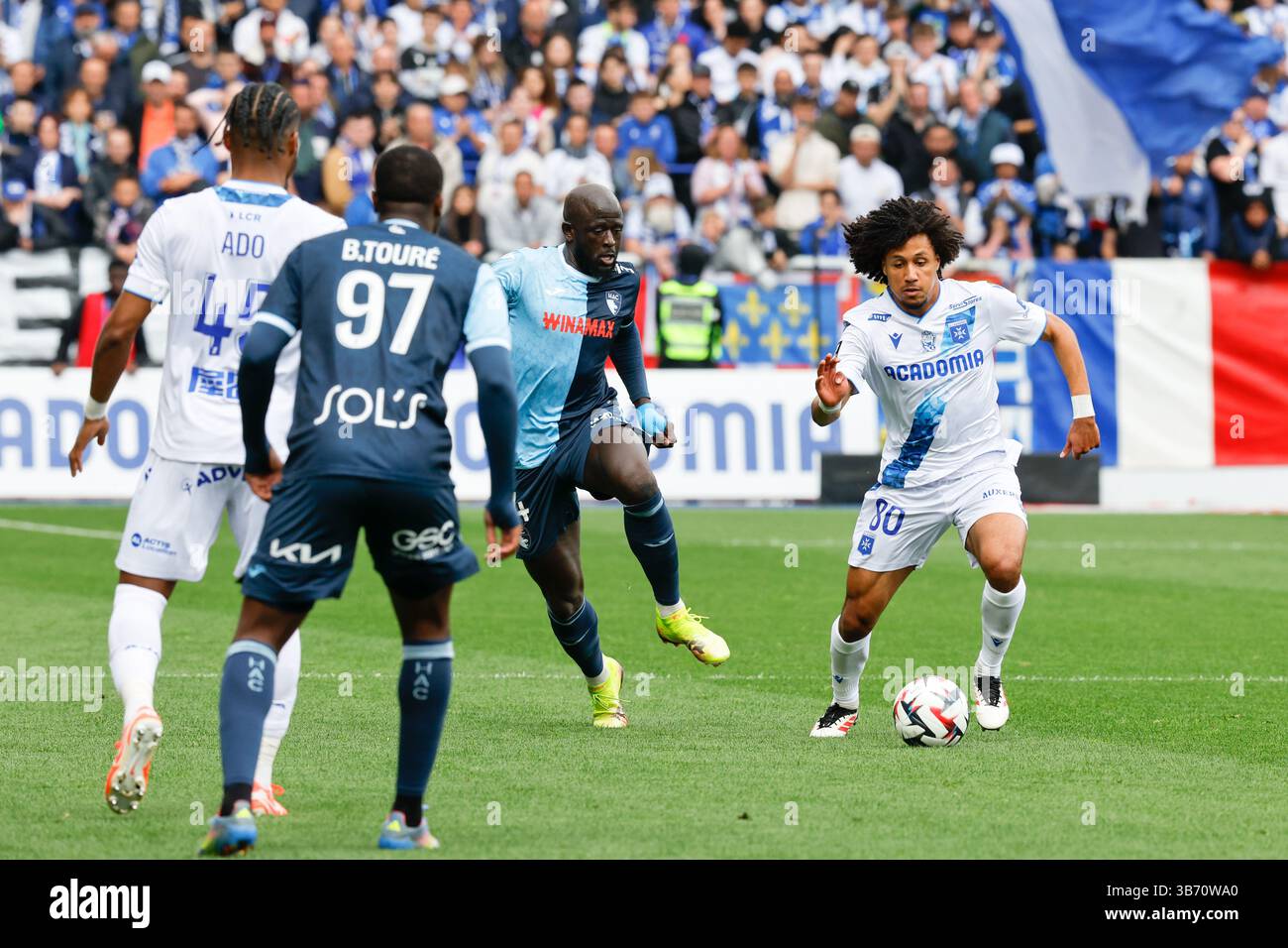 80 Han-Noah MASSENGO (aja) - 94 Abdoulaye TOURE (hac) during the Ligue ...
