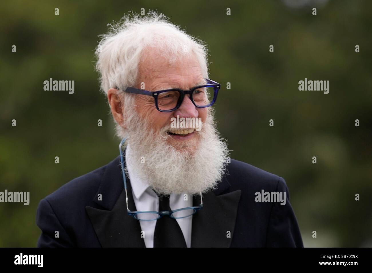 David Letterman arrives at the JFK Library, Sunday, May 4, 2025, in ...