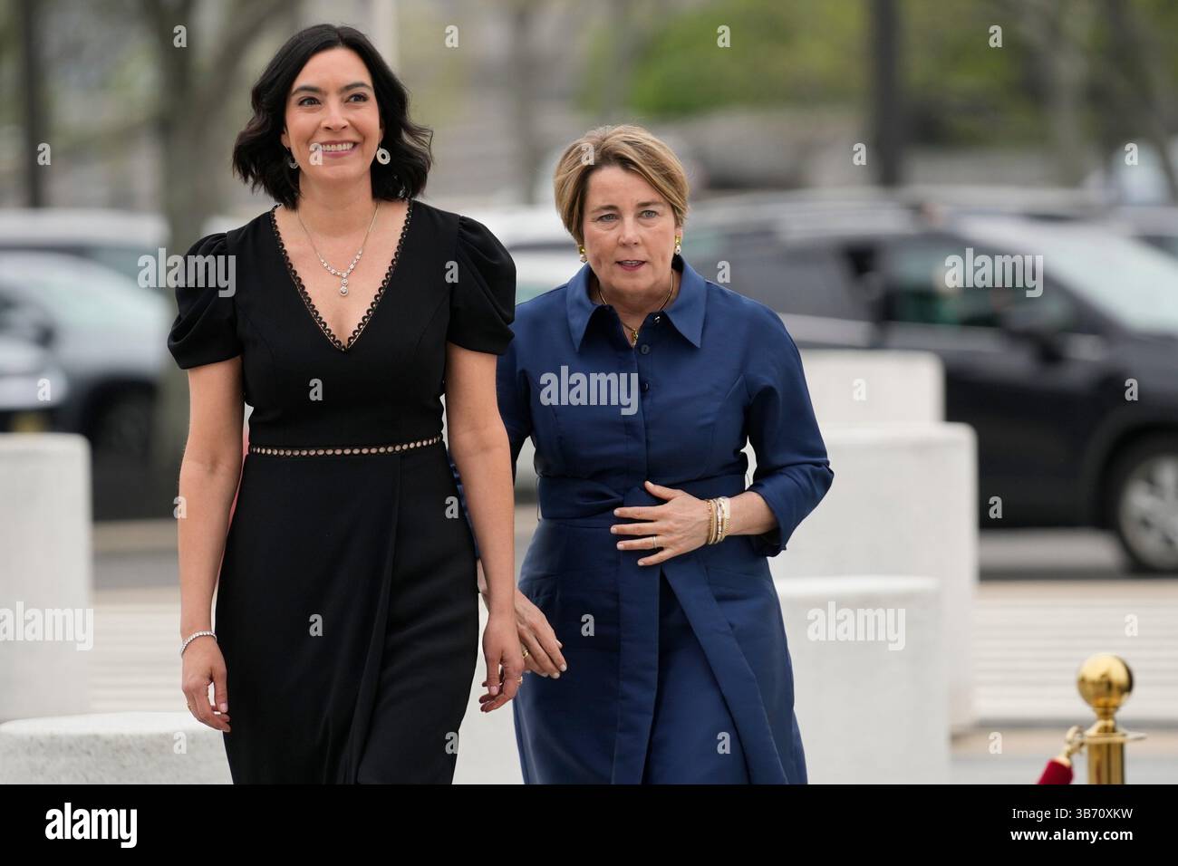 Massachusetts Gov. Maura Healey, right, and her partner, Joanna Lydgate ...