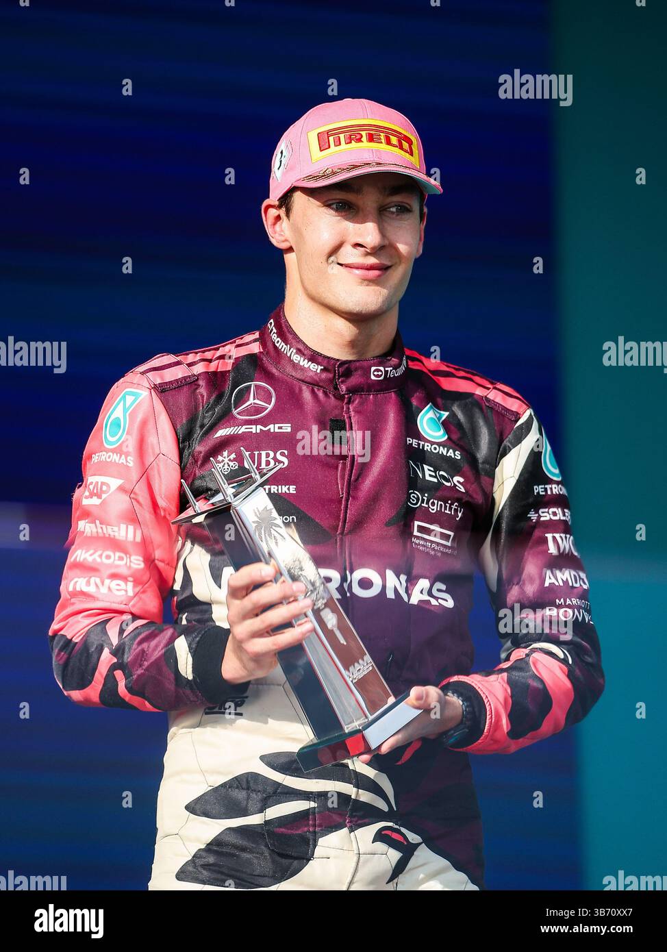 RUSSELL George (gbr), Mercedes AMG F1 Team W16, portrait podium during the Formula 1 Crypto.com ...
