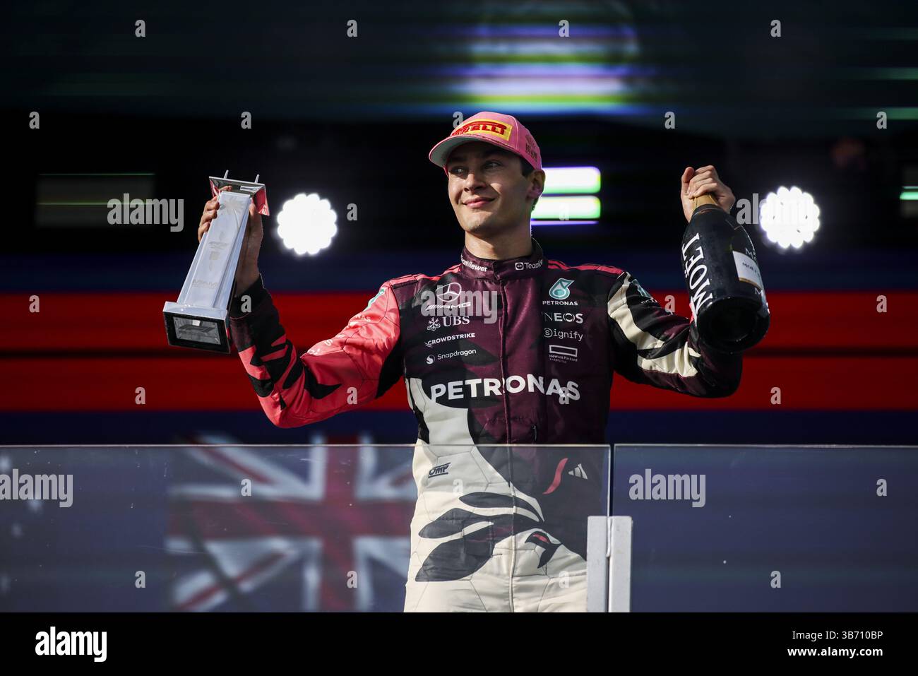 RUSSELL George (gbr), Mercedes AMG F1 Team W16, portrait podium during the Formula 1 Crypto.com ...