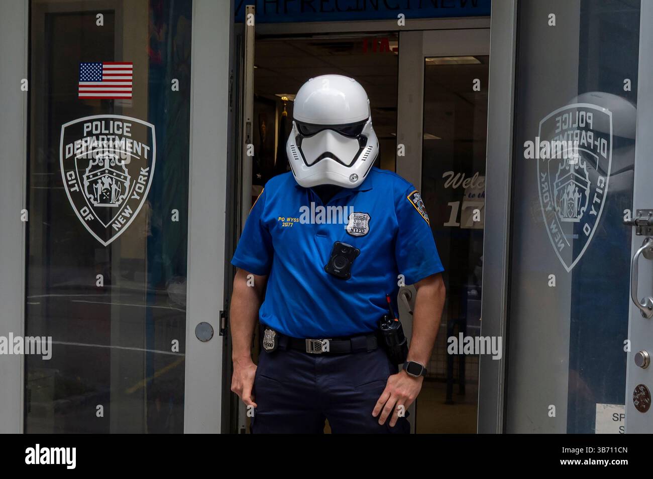 New York Police Department Officer Dennis Wyss wears a Star Wars ...