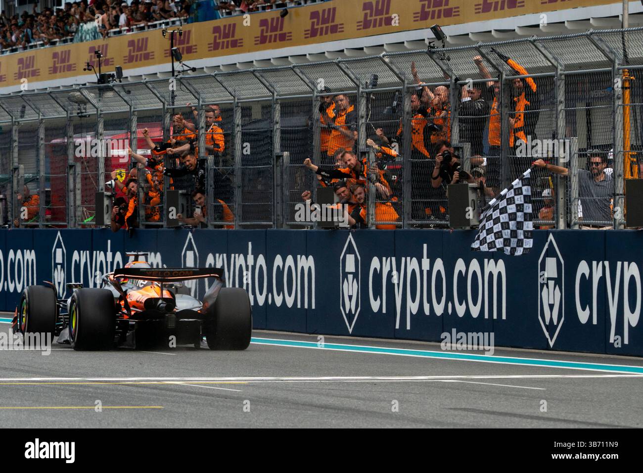 Miami Gardens, United States. 04th May, 2025. McLaren F1 Team celebrate ...