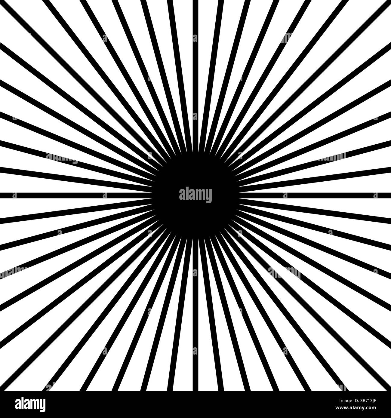 Straight radial lines in square frame. Black rays isolated on white ...