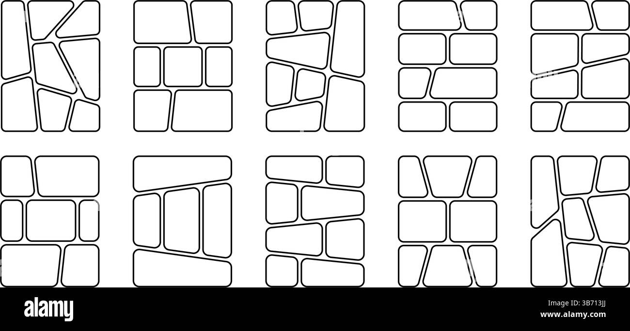 Set of comic page layouts. Anime book panels isolated on white ...