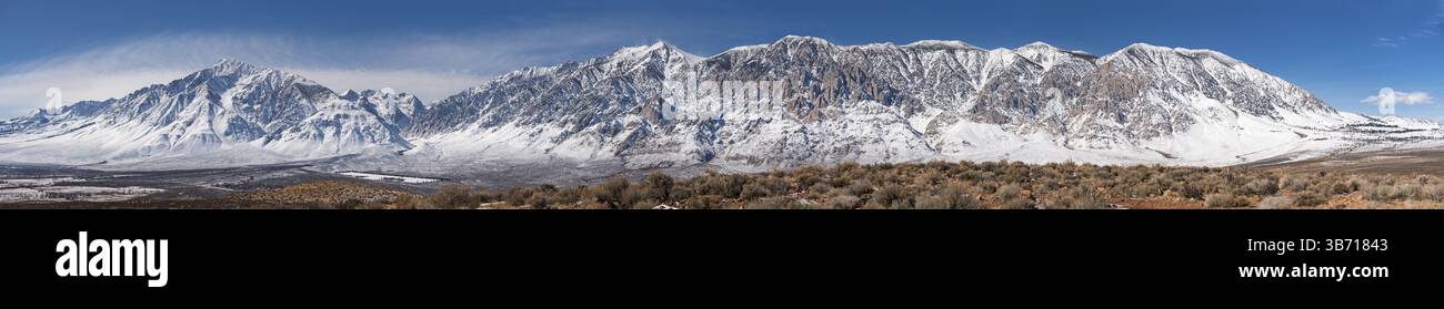 winter panorama in the eastern Sierra of California from Mount Tom to ...