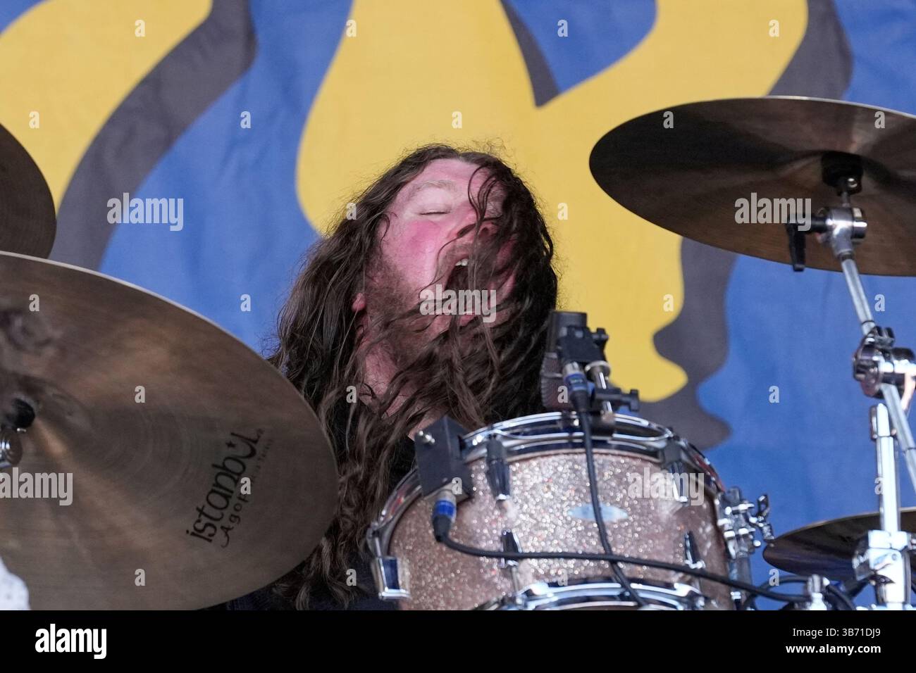 Drummer Patrick Hallahan performs with his band My Morning Jacket at ...