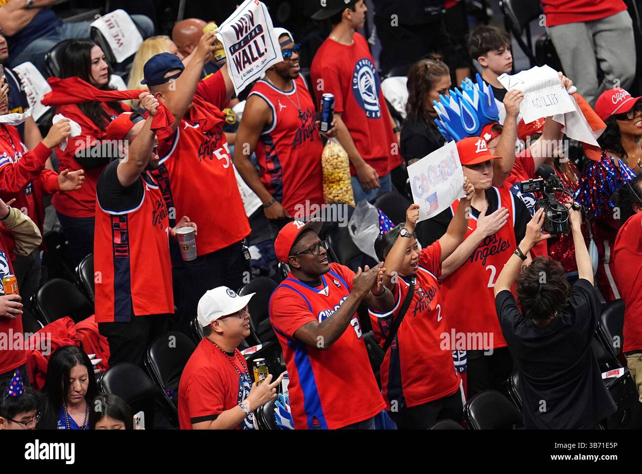 Los Angeles Clippers fans cheer in the first half of Game 7 of an NBA ...