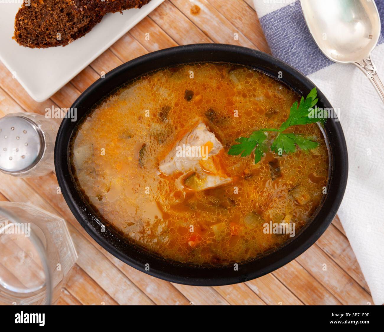 Popular dish of Russian cuisine is Pickle soup Stock Photo - Alamy
