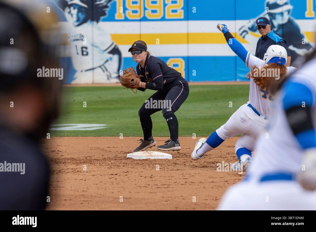 May 4, 2025: Northwestern second baseman Grace Nieto (22) gets the out ...