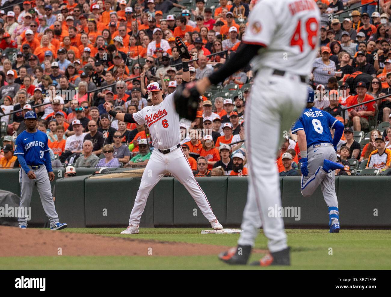Baltimore, USA. 04th May, 2025. BALTIMORE, MD - MAY 04: Kansas City Royals outfielder Drew ...
